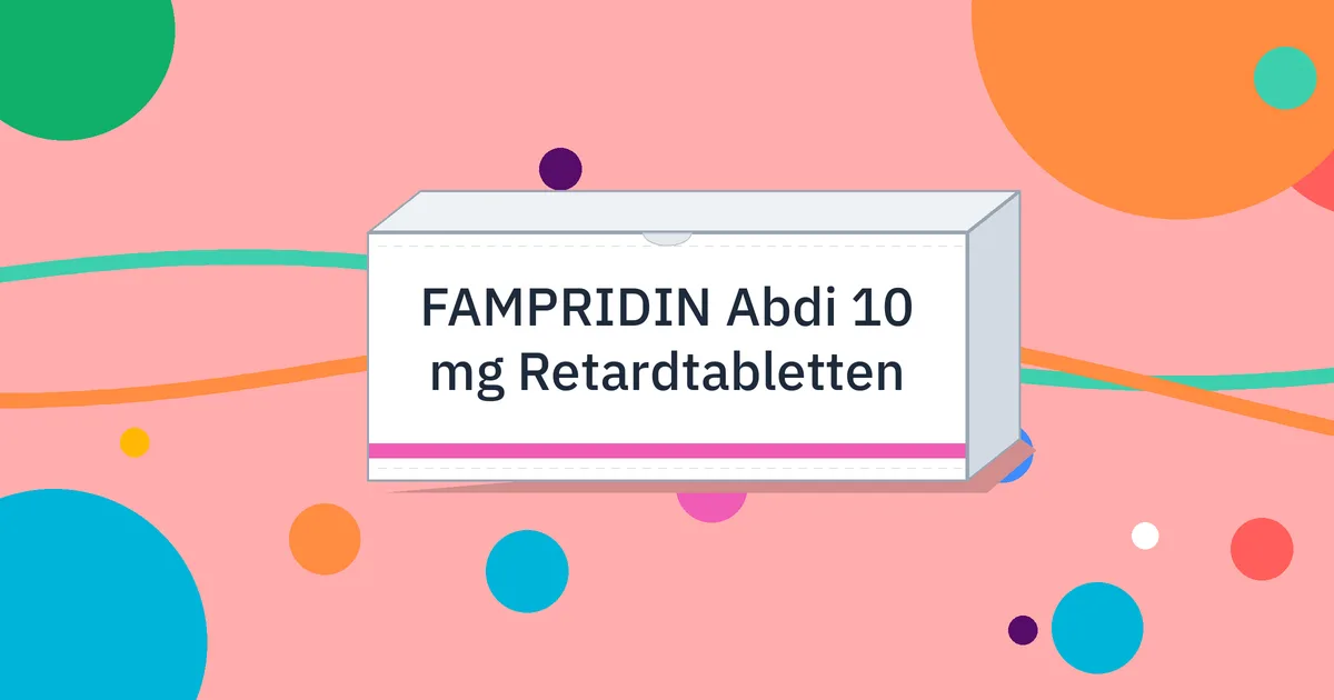Symbolbild: Packung mit der Aufschrift FAMPRIDIN Abdi 10 mg Retardtabletten (PZN 20717668) – Verfügbarkeit und Bezug in Apotheken in Frankfurt am Main