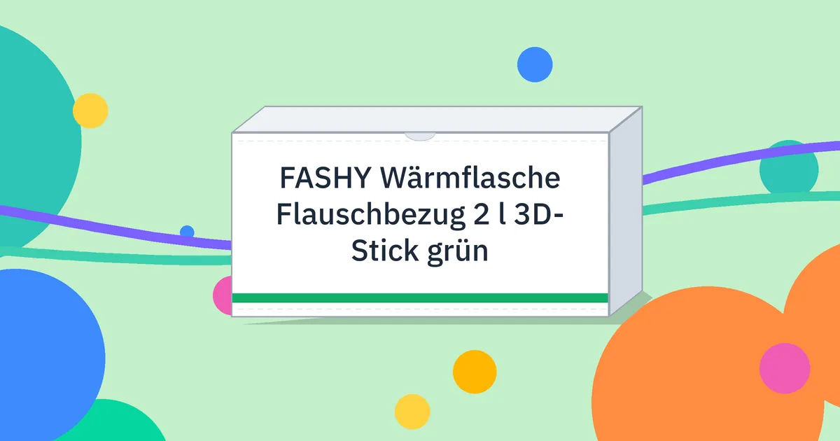 Symbolbild: Packung mit der Aufschrift FASHY Wärmflasche Flauschbezug 2 l 3D-Stick grün (PZN 19137380) – Verfügbarkeit und Bezug in Apotheken in Frankfurt am Main