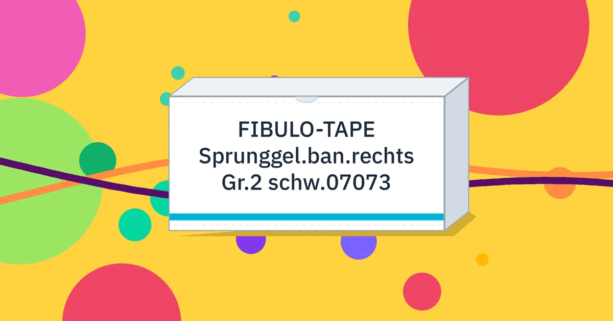 Symbolbild: Packung mit der Aufschrift FIBULO-TAPE Sprunggel.ban.rechts Gr.2 schw.07073 (PZN 05543171) – Verfügbarkeit und Bezug in Apotheken in Frankfurt am Main