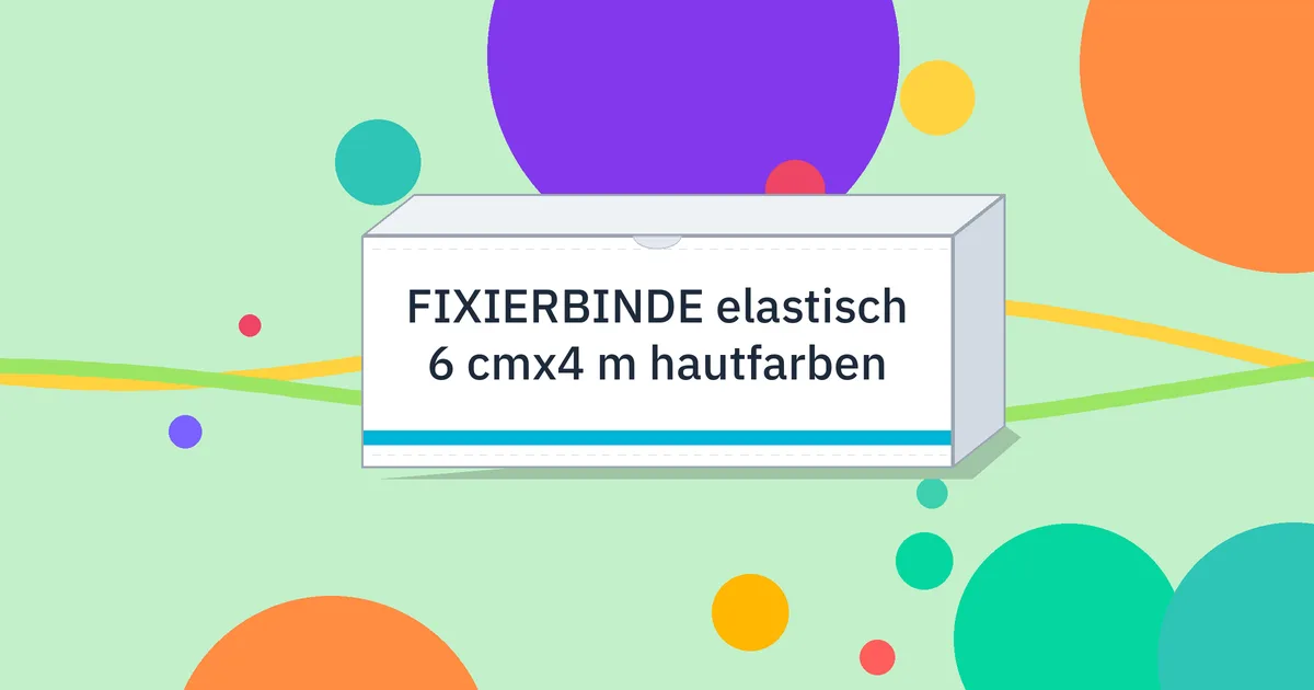 Symbolbild: Packung mit der Aufschrift FIXIERBINDE elastisch 6 cmx4 m hautfarben (PZN 01960357) – Verfügbarkeit und Bezug in Apotheken in Frankfurt am Main