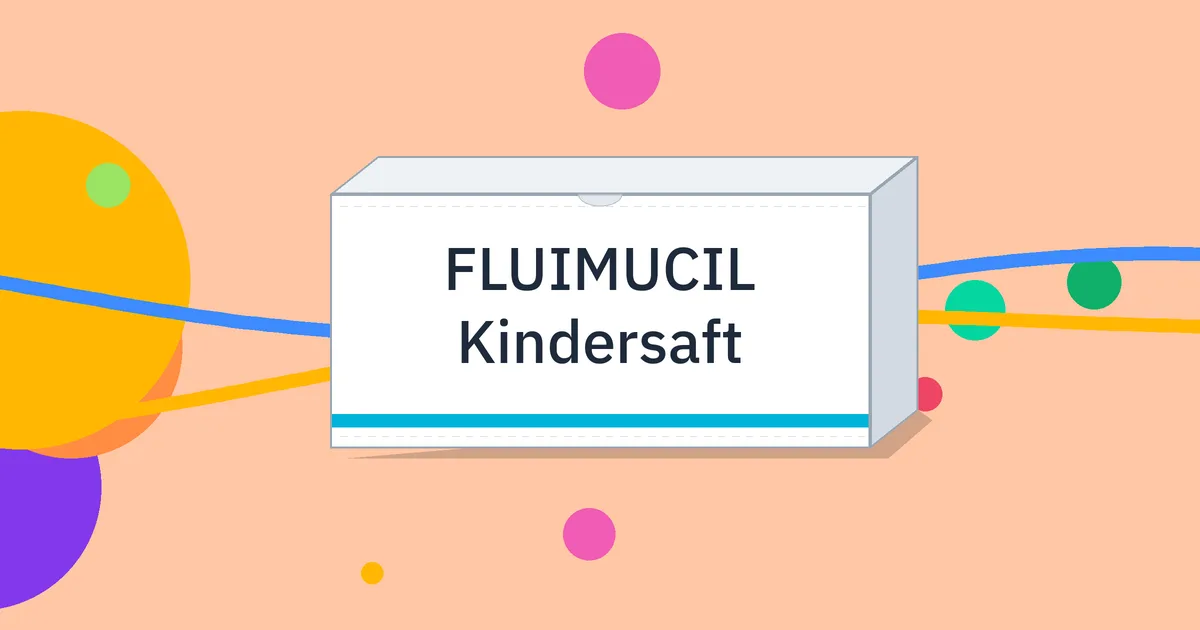 Symbolbild: Packung mit der Aufschrift FLUIMUCIL Kindersaft (PZN 08916299) – Verfügbarkeit und Bezug in Apotheken in Frankfurt am Main