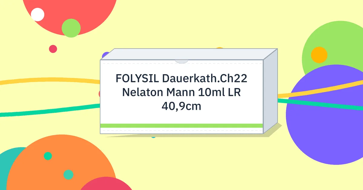 Symbolbild: Packung mit der Aufschrift FOLYSIL Dauerkath.Ch22 Nelaton Mann 10ml LR 40,9cm (PZN 17999261) – Verfügbarkeit und Bezug in Apotheken in Frankfurt am Main