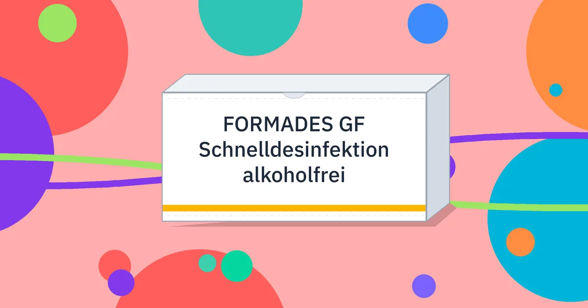 Symbolbild: Packung mit der Aufschrift FORMADES GF Schnelldesinfektion alkoholfrei (PZN 10795578) – Verfügbarkeit und Bezug in Apotheken in Frankfurt am Main