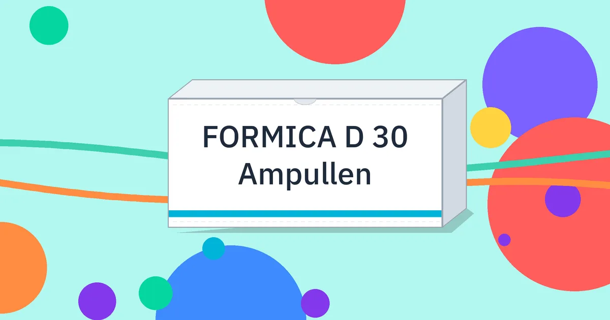 Symbolbild: Packung mit der Aufschrift FORMICA D 30 Ampullen (PZN 01622577) – Verfügbarkeit und Bezug in Apotheken in Frankfurt am Main