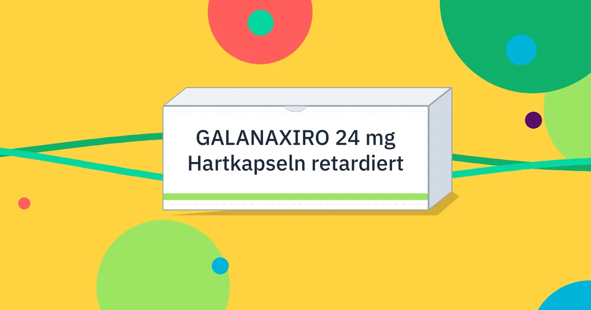 Symbolbild: Packung mit der Aufschrift GALANAXIRO 24 mg Hartkapseln retardiert (PZN 14446426) – Verfügbarkeit und Bezug in Apotheken in Frankfurt am Main