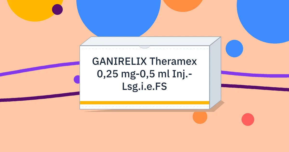 Symbolbild: Packung mit der Aufschrift GANIRELIX Theramex 0,25 mg-0,5 ml Inj.-Lsg.i.e.FS (PZN 17935462) – Verfügbarkeit und Bezug in Apotheken in Frankfurt am Main