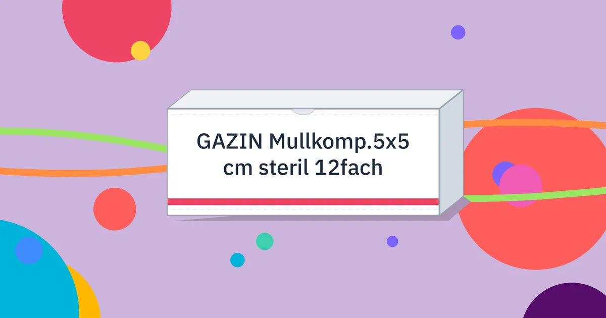 Symbolbild: Packung mit der Aufschrift GAZIN Mullkomp.5x5 cm steril 12fach (PZN 14444137) – Verfügbarkeit und Bezug in Apotheken in Frankfurt am Main