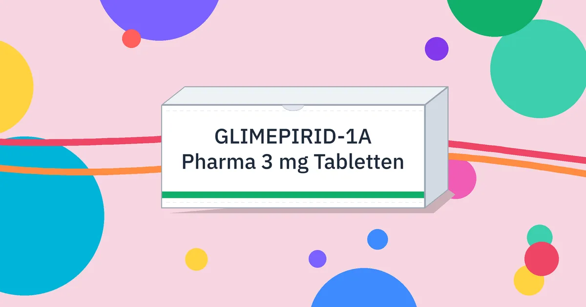 Symbolbild: Packung mit der Aufschrift GLIMEPIRID-1A Pharma 3 mg Tabletten (PZN 09005430) – Verfügbarkeit und Bezug in Apotheken in Frankfurt am Main