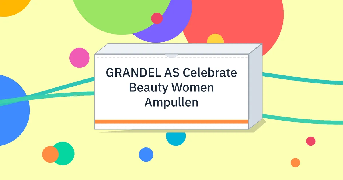Symbolbild: Packung mit der Aufschrift GRANDEL AS Celebrate Beauty Women Ampullen (PZN 19495122) – Verfügbarkeit und Bezug in Apotheken in Frankfurt am Main