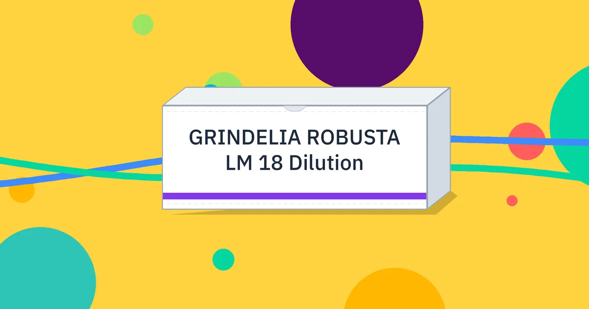 Symbolbild: Packung mit der Aufschrift GRINDELIA ROBUSTA LM 18 Dilution (PZN 13547071) – Verfügbarkeit und Bezug in Apotheken in Frankfurt am Main