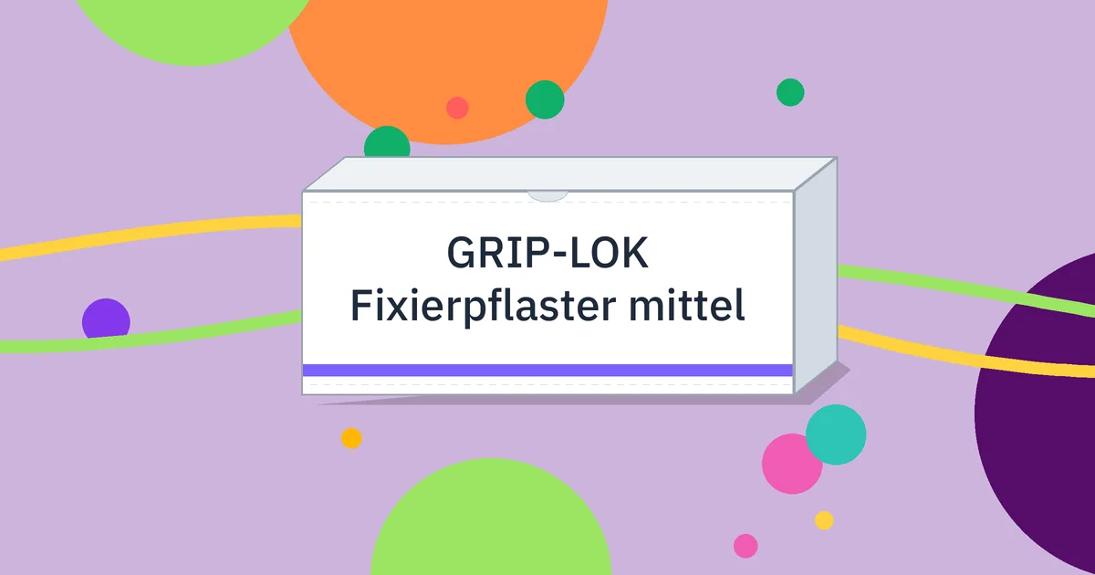 Symbolbild: Packung mit der Aufschrift GRIP-LOK Fixierpflaster mittel (PZN 17530908) – Verfügbarkeit und Bezug in Apotheken in Frankfurt am Main