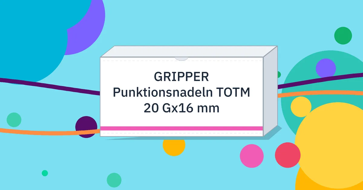 Symbolbild: Packung mit der Aufschrift GRIPPER Punktionsnadeln TOTM 20 Gx16 mm (PZN 00435755) – Verfügbarkeit und Bezug in Apotheken in Frankfurt am Main