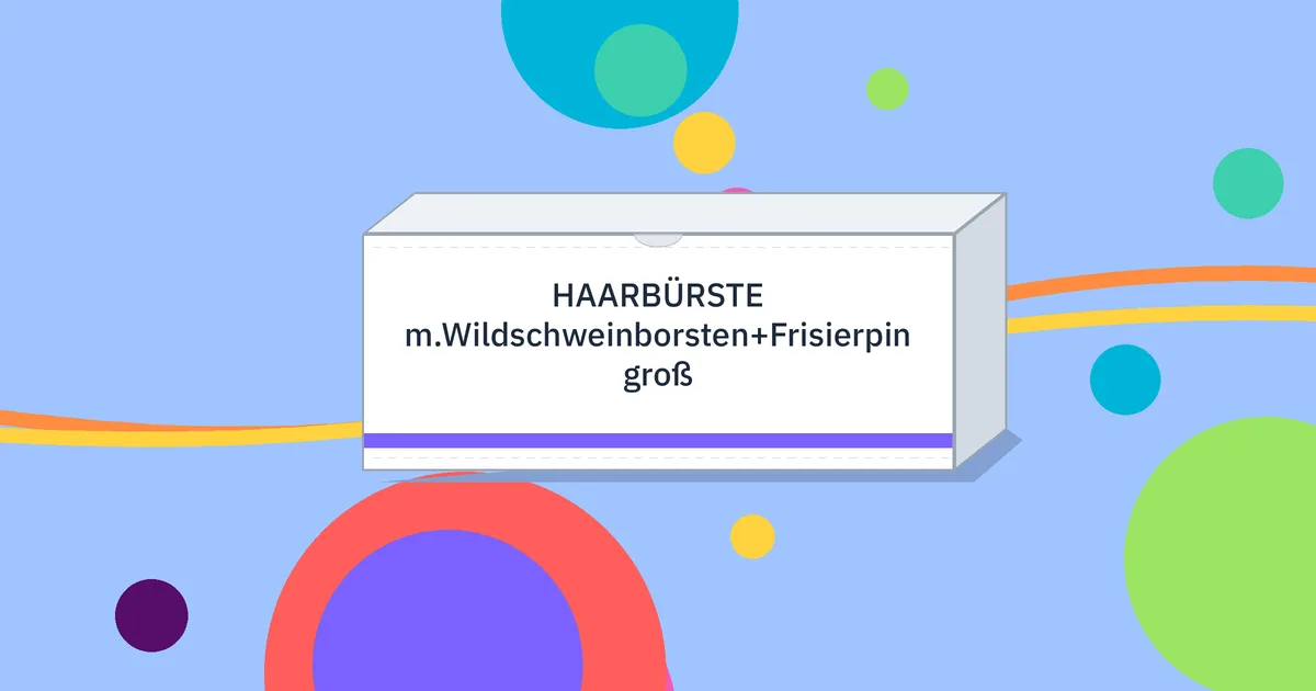 Symbolbild: Packung mit der Aufschrift HAARBÜRSTE m.Wildschweinborsten+Frisierpin groß (PZN 17289602) – Verfügbarkeit und Bezug in Apotheken in Frankfurt am Main