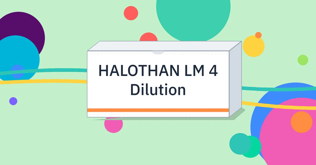 Symbolbild: Packung mit der Aufschrift HALOTHAN LM 4 Dilution (PZN 12883878) – Verfügbarkeit und Bezug in Apotheken in Frankfurt am Main