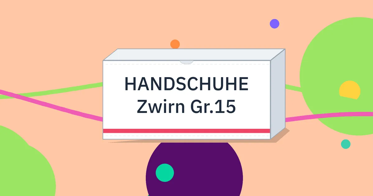 Symbolbild: Packung mit der Aufschrift HANDSCHUHE Zwirn Gr.15 (PZN 02690090) – Verfügbarkeit und Bezug in Apotheken in Frankfurt am Main