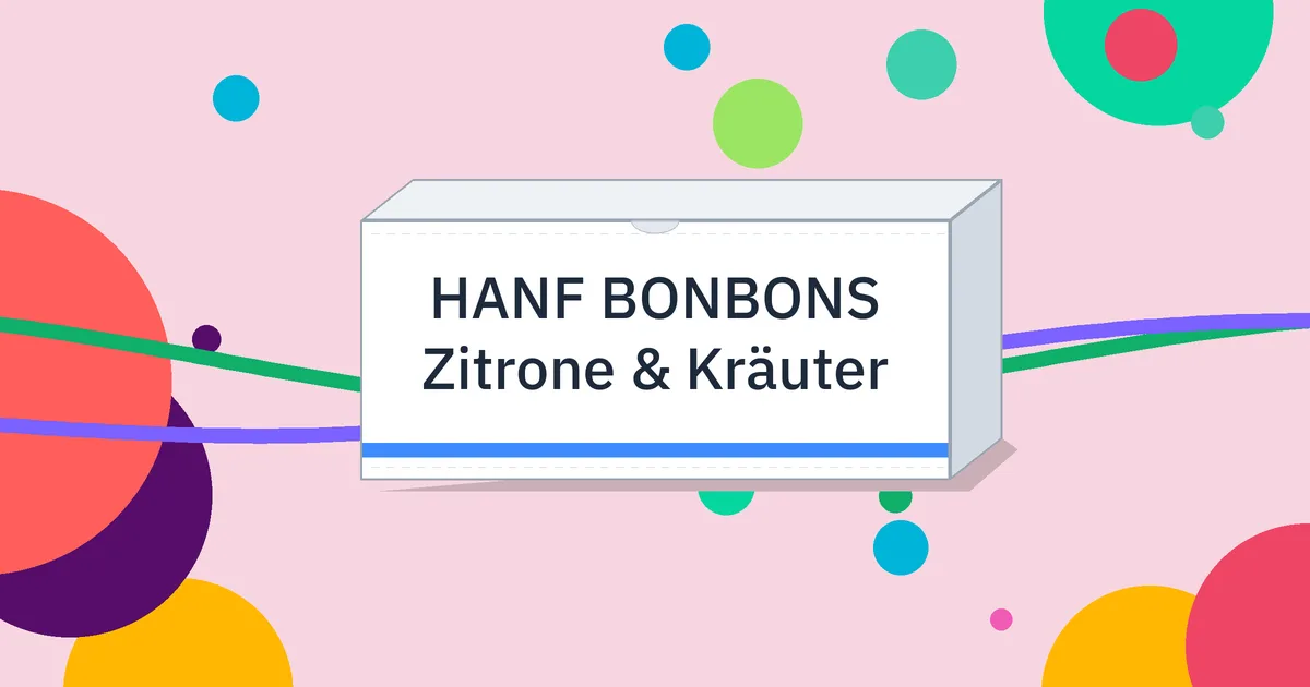 Symbolbild: Packung mit der Aufschrift HANF BONBONS Zitrone & Kräuter (PZN 20400500) – Verfügbarkeit und Bezug in Apotheken in Frankfurt am Main