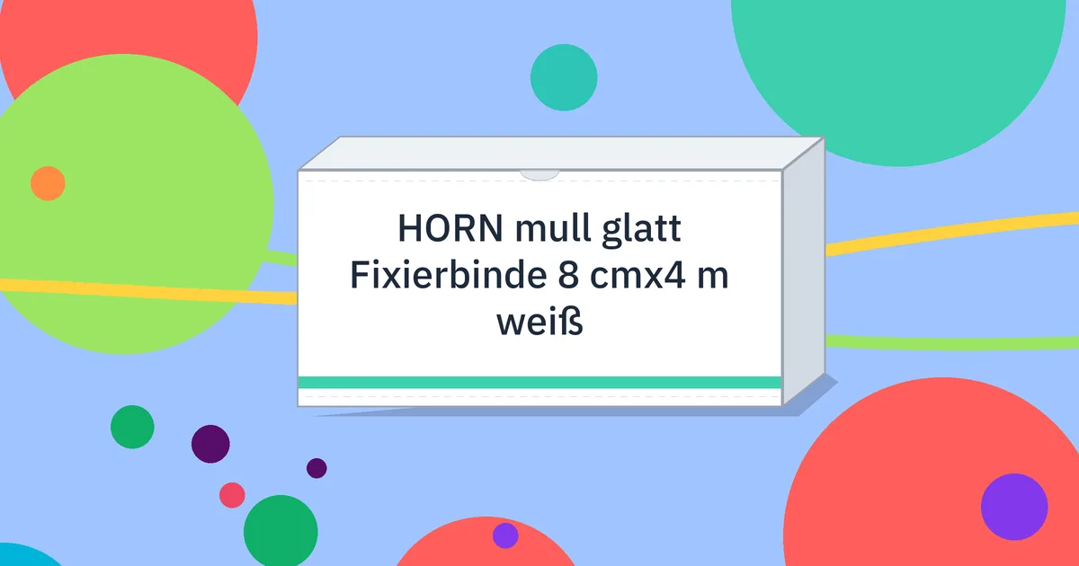 Symbolbild: Packung mit der Aufschrift HORN mull glatt Fixierbinde 8 cmx4 m weiß (PZN 04661508) – Verfügbarkeit und Bezug in Apotheken in Frankfurt am Main