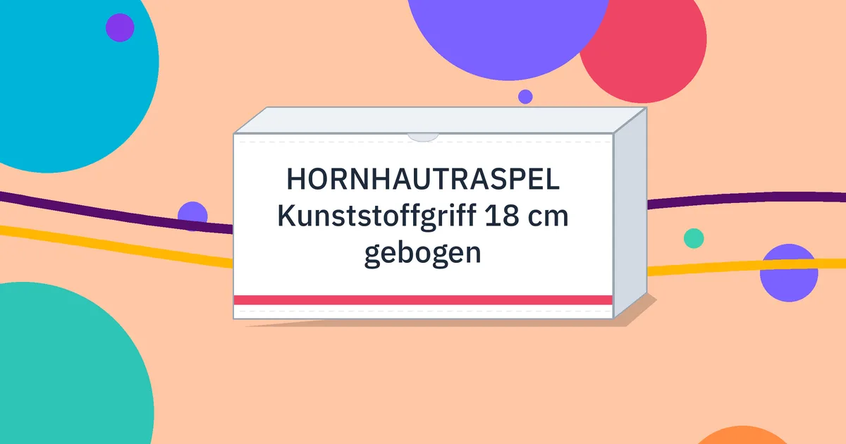 Symbolbild: Packung mit der Aufschrift HORNHAUTRASPEL Kunststoffgriff 18 cm gebogen (PZN 10217551) – Verfügbarkeit und Bezug in Apotheken in Frankfurt am Main