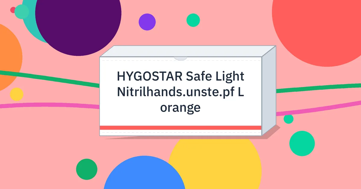 Symbolbild: Packung mit der Aufschrift HYGOSTAR Safe Light Nitrilhands.unste.pf L orange (PZN 20774689) – Verfügbarkeit und Bezug in Apotheken in Frankfurt am Main
