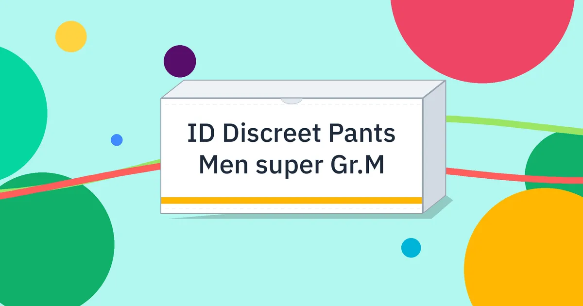 Symbolbild: Packung mit der Aufschrift ID Discreet Pants Men super Gr.M (PZN 19489481) – Verfügbarkeit und Bezug in Apotheken in Frankfurt am Main