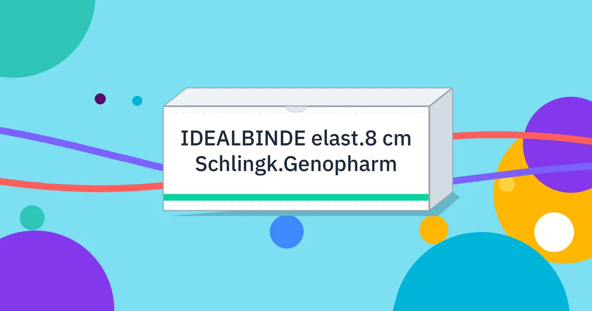 Symbolbild: Packung mit der Aufschrift IDEALBINDE elast.8 cm Schlingk.Genopharm (PZN 02061715) – Verfügbarkeit und Bezug in Apotheken in Frankfurt am Main