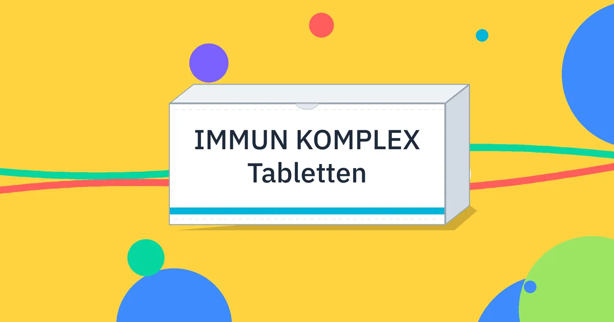 Symbolbild: Packung mit der Aufschrift IMMUN KOMPLEX Tabletten (PZN 02238912) – Verfügbarkeit und Bezug in Apotheken in Frankfurt am Main