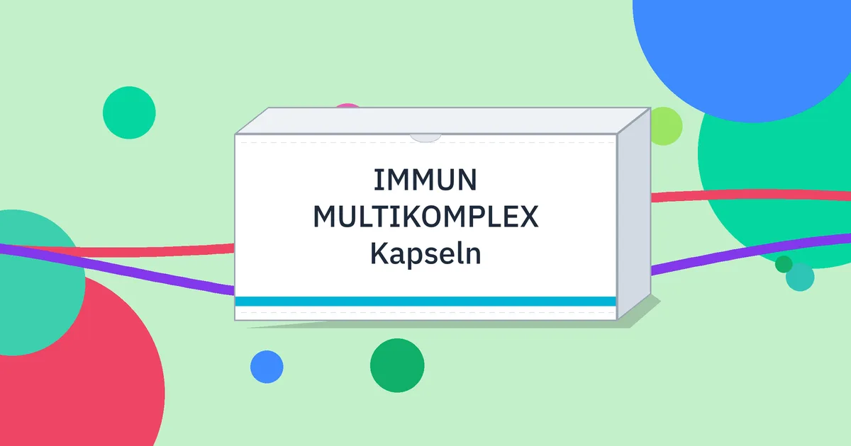 Symbolbild: Packung mit der Aufschrift IMMUN MULTIKOMPLEX Kapseln (PZN 20393510) – Verfügbarkeit und Bezug in Apotheken in Frankfurt am Main