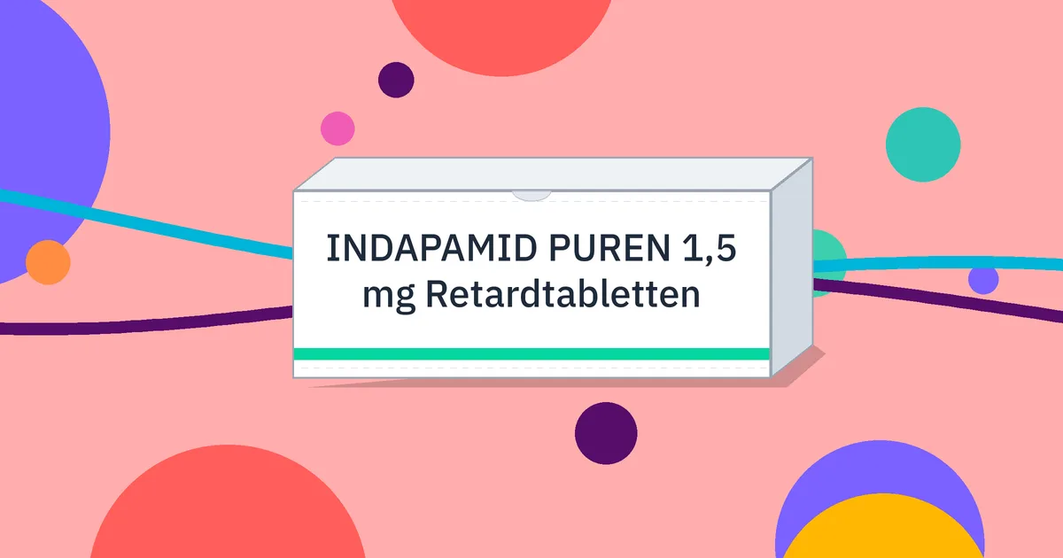 Symbolbild: Packung mit der Aufschrift INDAPAMID PUREN 1,5 mg Retardtabletten (PZN 05362914) – Verfügbarkeit und Bezug in Apotheken in Frankfurt am Main