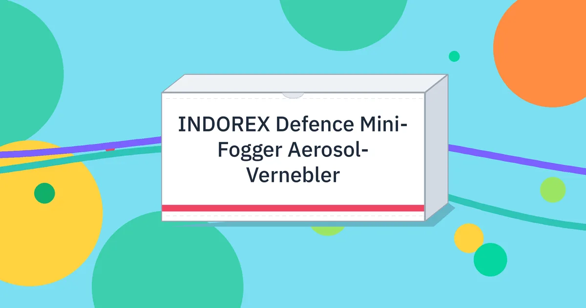 Symbolbild: Packung mit der Aufschrift INDOREX Defence Mini-Fogger Aerosol-Vernebler (PZN 14403374) – Verfügbarkeit und Bezug in Apotheken in Frankfurt am Main