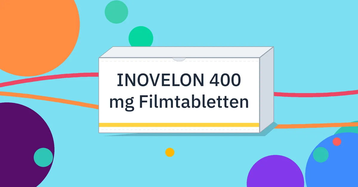 Symbolbild: Packung mit der Aufschrift INOVELON 400 mg Filmtabletten (PZN 19886153) – Verfügbarkeit und Bezug in Apotheken in Frankfurt am Main