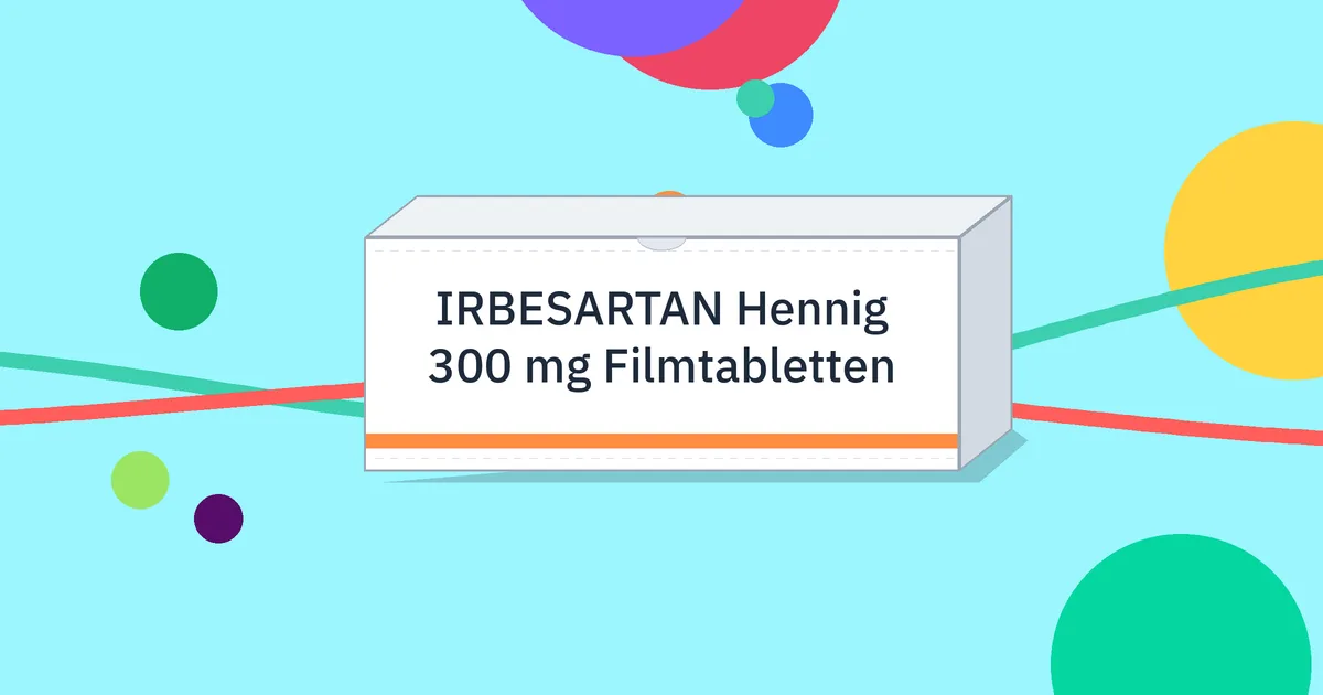 Symbolbild: Packung mit der Aufschrift IRBESARTAN Hennig 300 mg Filmtabletten (PZN 09782748) – Verfügbarkeit und Bezug in Apotheken in Frankfurt am Main