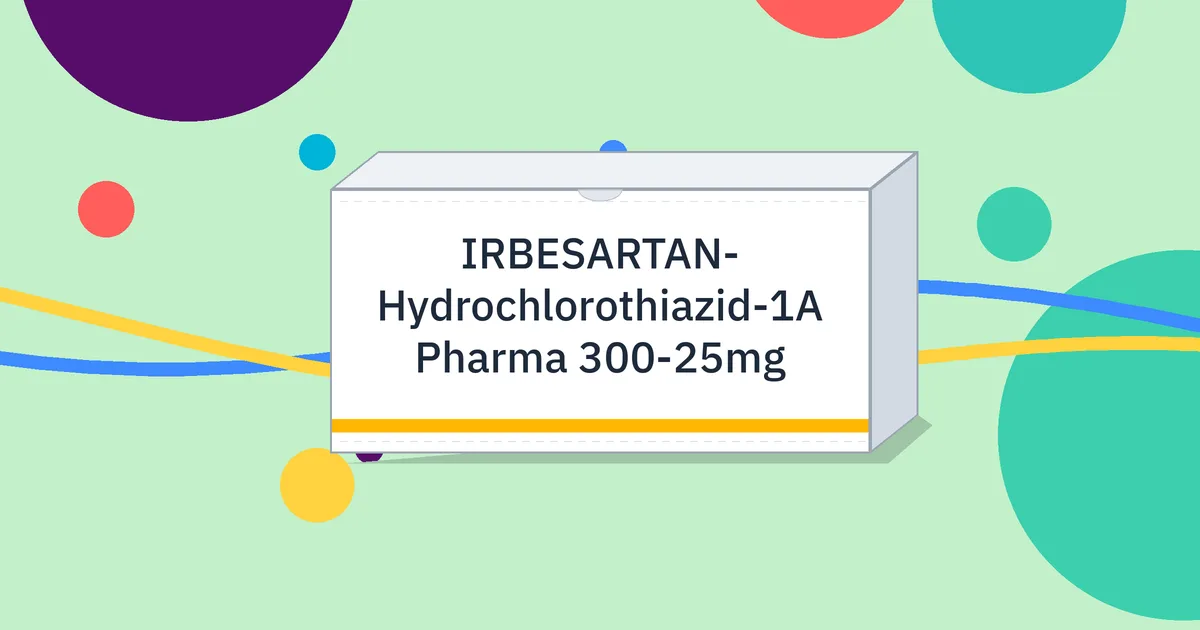 Symbolbild: Packung mit der Aufschrift IRBESARTAN-Hydrochlorothiazid-1A Pharma 300-25mg (PZN 09687234) – Verfügbarkeit und Bezug in Apotheken in Frankfurt am Main