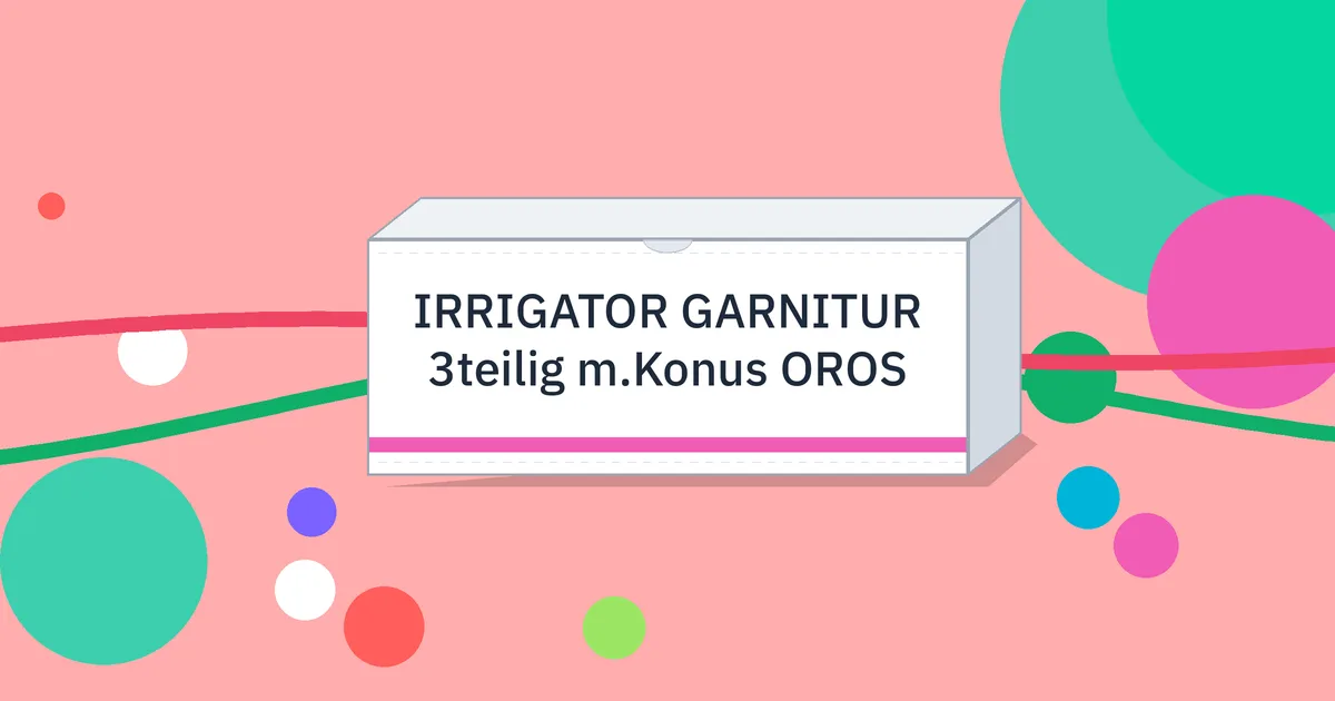 Symbolbild: Packung mit der Aufschrift IRRIGATOR GARNITUR 3teilig m.Konus OROS (PZN 01842296) – Verfügbarkeit und Bezug in Apotheken in Frankfurt am Main