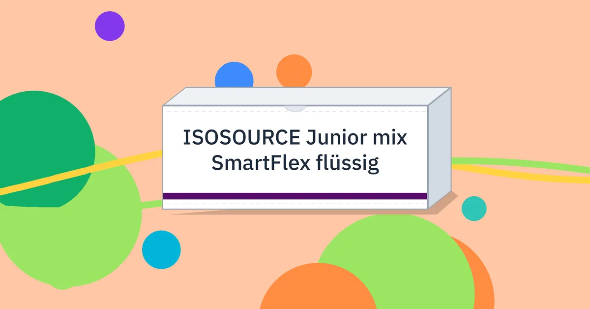 Symbolbild: Packung mit der Aufschrift ISOSOURCE Junior mix SmartFlex flüssig (PZN 13862915) – Verfügbarkeit und Bezug in Apotheken in Frankfurt am Main