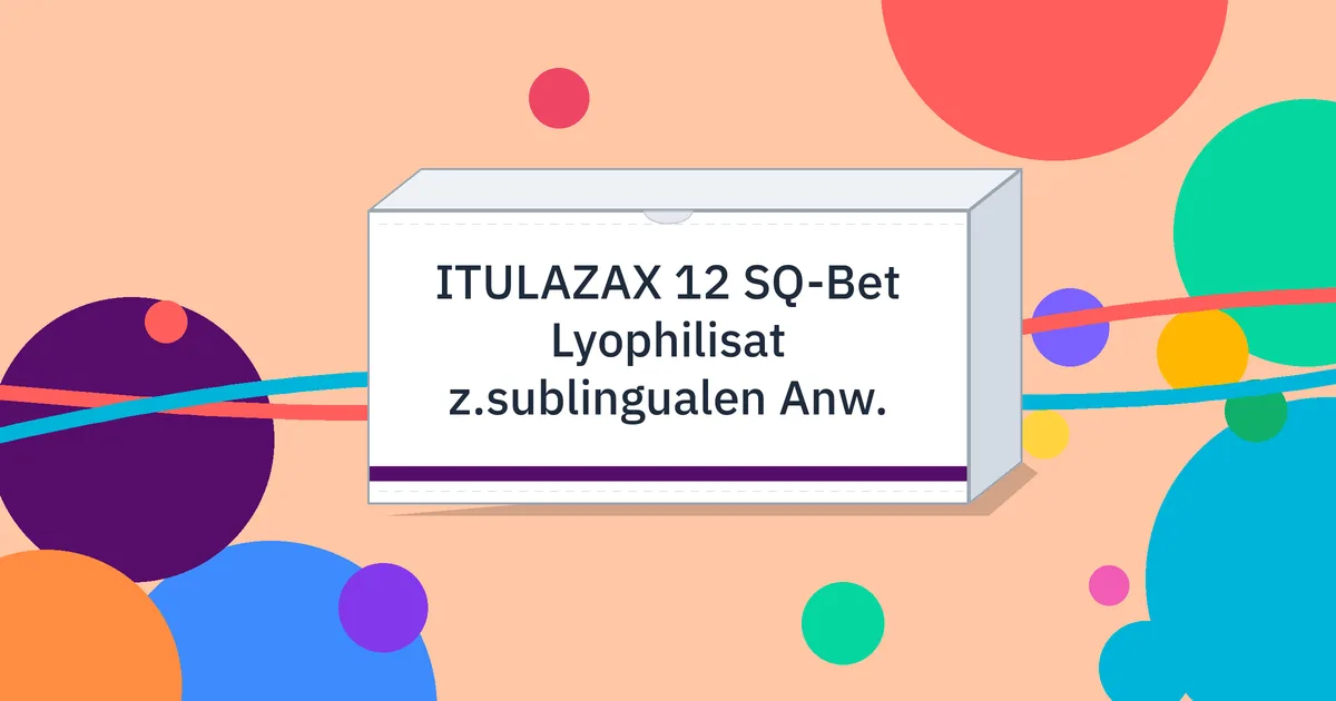 Symbolbild: Packung mit der Aufschrift ITULAZAX 12 SQ-Bet Lyophilisat z.sublingualen Anw. (PZN 17611044) – Verfügbarkeit und Bezug in Apotheken in Frankfurt am Main