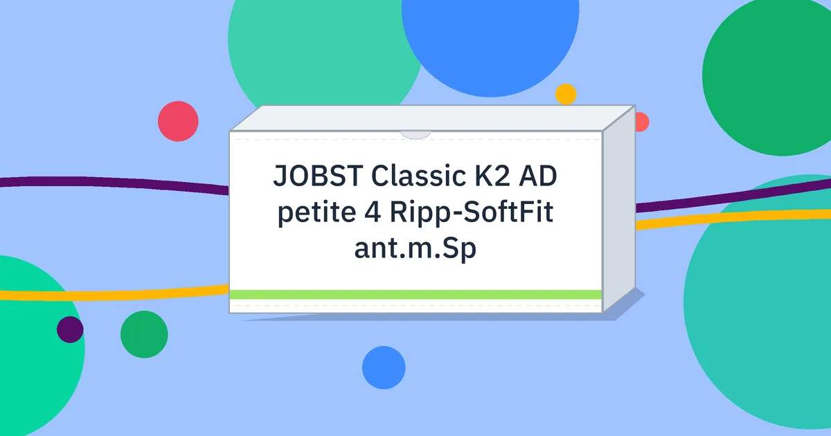 Symbolbild: Packung mit der Aufschrift JOBST Classic K2 AD petite 4 Ripp-SoftFit ant.m.Sp (PZN 14222951) – Verfügbarkeit und Bezug in Apotheken in Frankfurt am Main
