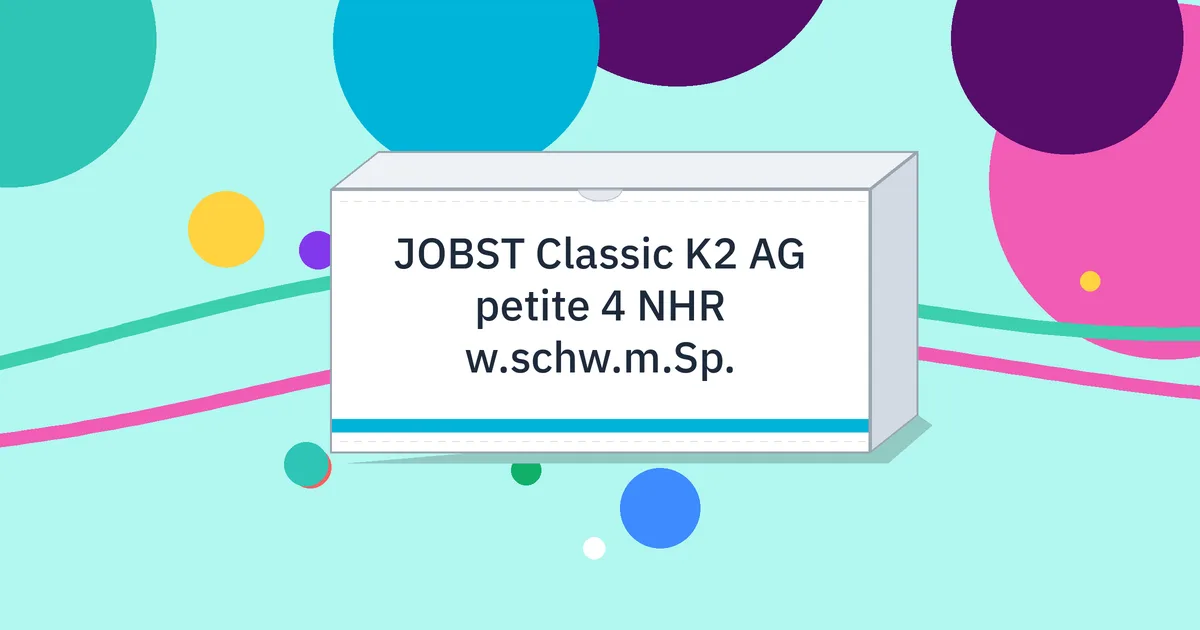 Symbolbild: Packung mit der Aufschrift JOBST Classic K2 AG petite 4 NHR w.schw.m.Sp. (PZN 10728234) – Verfügbarkeit und Bezug in Apotheken in Frankfurt am Main