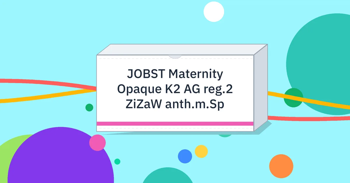 Symbolbild: Packung mit der Aufschrift JOBST Maternity Opaque K2 AG reg.2 ZiZaW anth.m.Sp (PZN 15855977) – Verfügbarkeit und Bezug in Apotheken in Frankfurt am Main