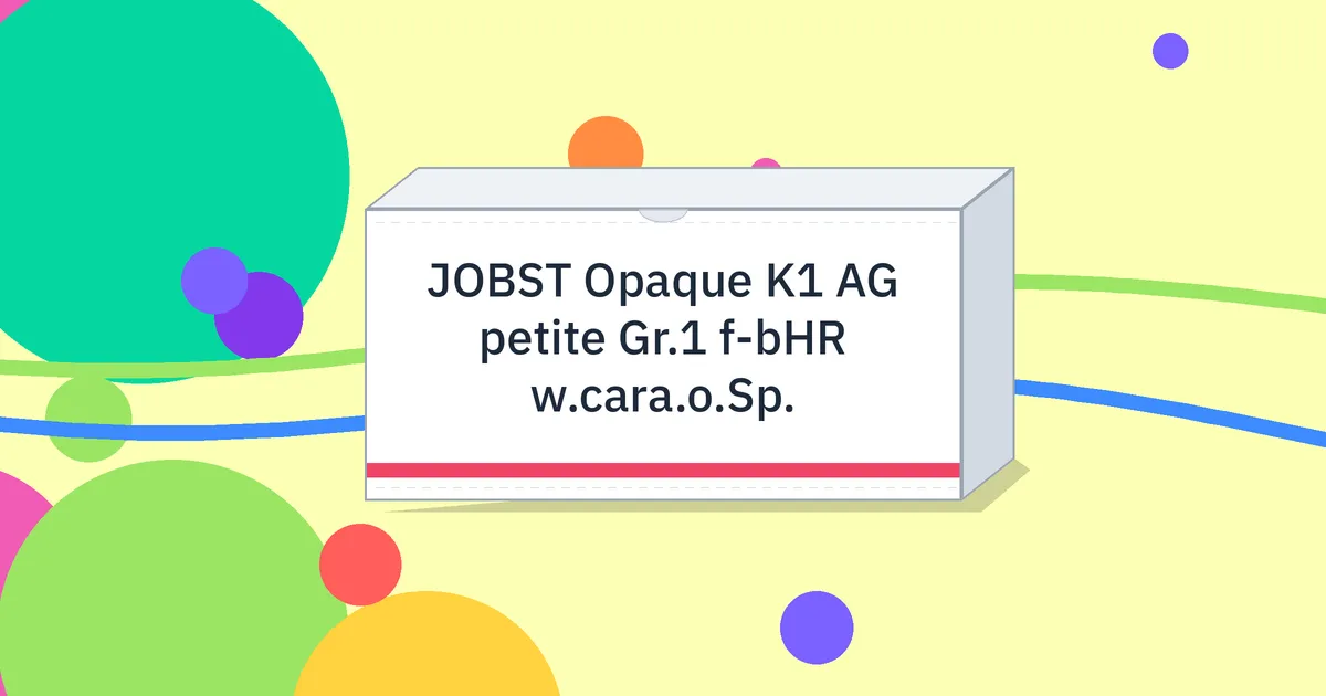 Symbolbild: Packung mit der Aufschrift JOBST Opaque K1 AG petite Gr.1 f-bHR w.cara.o.Sp. (PZN 13160337) – Verfügbarkeit und Bezug in Apotheken in Frankfurt am Main