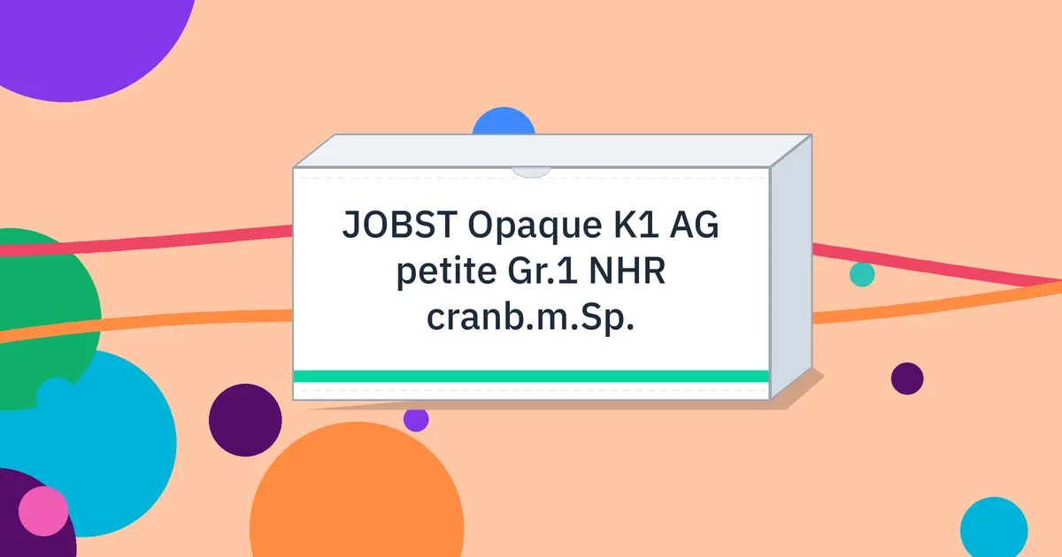 Symbolbild: Packung mit der Aufschrift JOBST Opaque K1 AG petite Gr.1 NHR cranb.m.Sp. (PZN 13084381) – Verfügbarkeit und Bezug in Apotheken in Frankfurt am Main