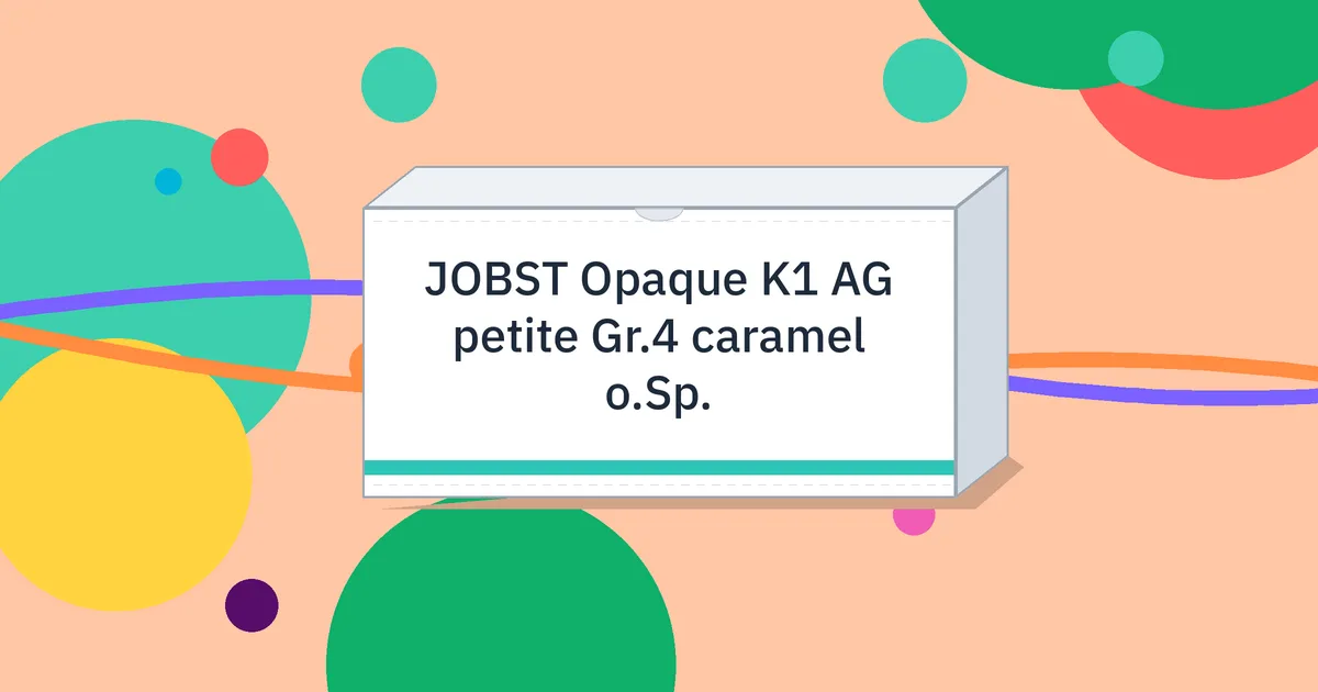 Symbolbild: Packung mit der Aufschrift JOBST Opaque K1 AG petite Gr.4 caramel o.Sp. (PZN 13087267) – Verfügbarkeit und Bezug in Apotheken in Frankfurt am Main
