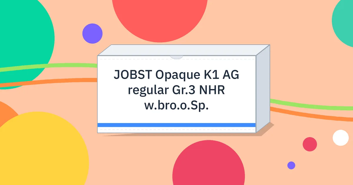 Symbolbild: Packung mit der Aufschrift JOBST Opaque K1 AG regular Gr.3 NHR w.bro.o.Sp. (PZN 13095427) – Verfügbarkeit und Bezug in Apotheken in Frankfurt am Main
