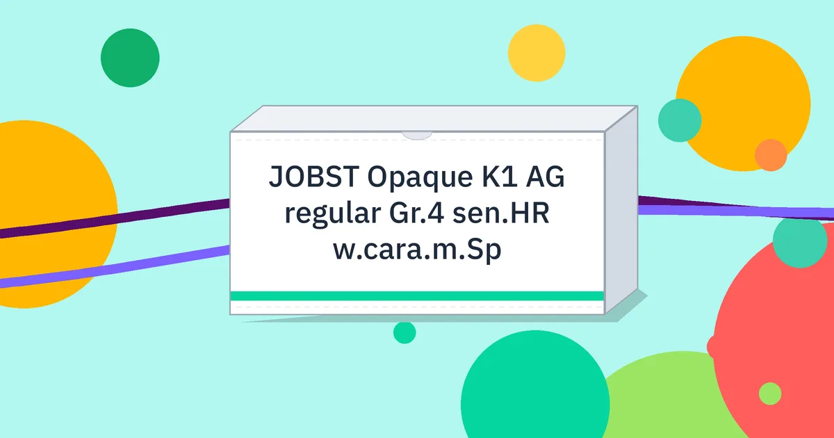 Symbolbild: Packung mit der Aufschrift JOBST Opaque K1 AG regular Gr.4 sen.HR w.cara.m.Sp (PZN 13092966) – Verfügbarkeit und Bezug in Apotheken in Frankfurt am Main