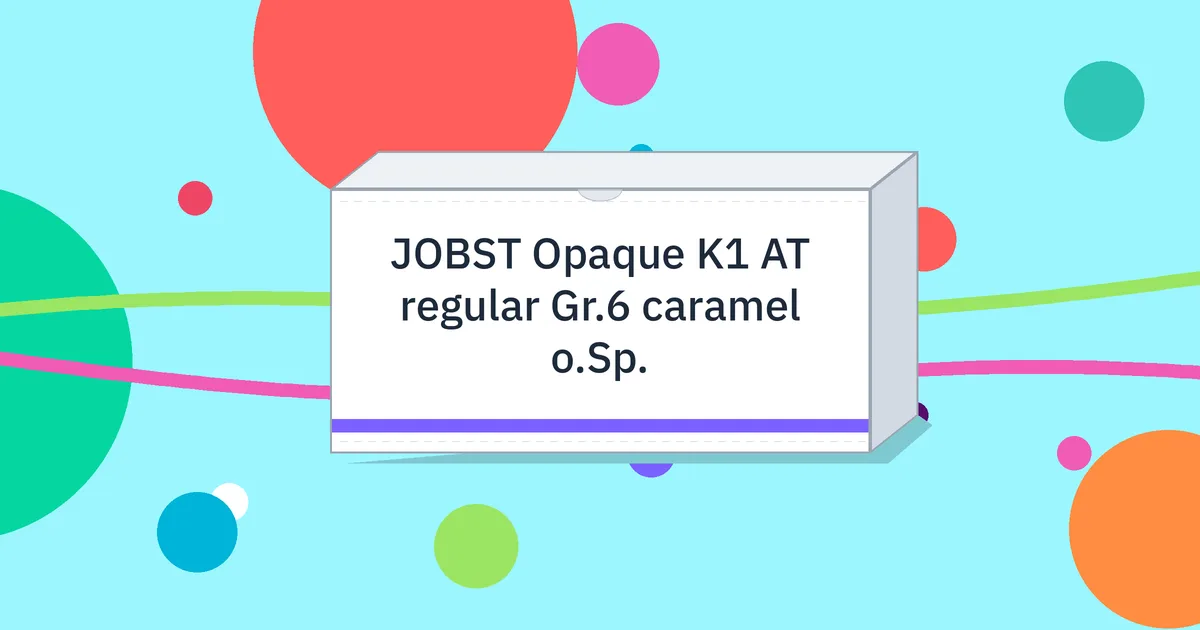 Symbolbild: Packung mit der Aufschrift JOBST Opaque K1 AT regular Gr.6 caramel o.Sp. (PZN 13107389) – Verfügbarkeit und Bezug in Apotheken in Frankfurt am Main