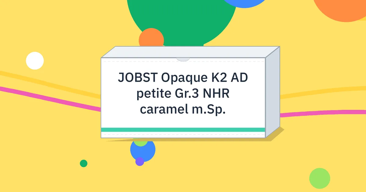 Symbolbild: Packung mit der Aufschrift JOBST Opaque K2 AD petite Gr.3 NHR caramel m.Sp. (PZN 13108839) – Verfügbarkeit und Bezug in Apotheken in Frankfurt am Main