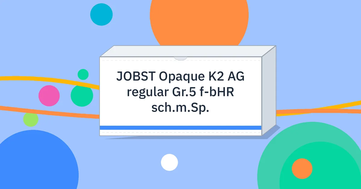 Symbolbild: Packung mit der Aufschrift JOBST Opaque K2 AG regular Gr.5 f-bHR sch.m.Sp. (PZN 11252590) – Verfügbarkeit und Bezug in Apotheken in Frankfurt am Main