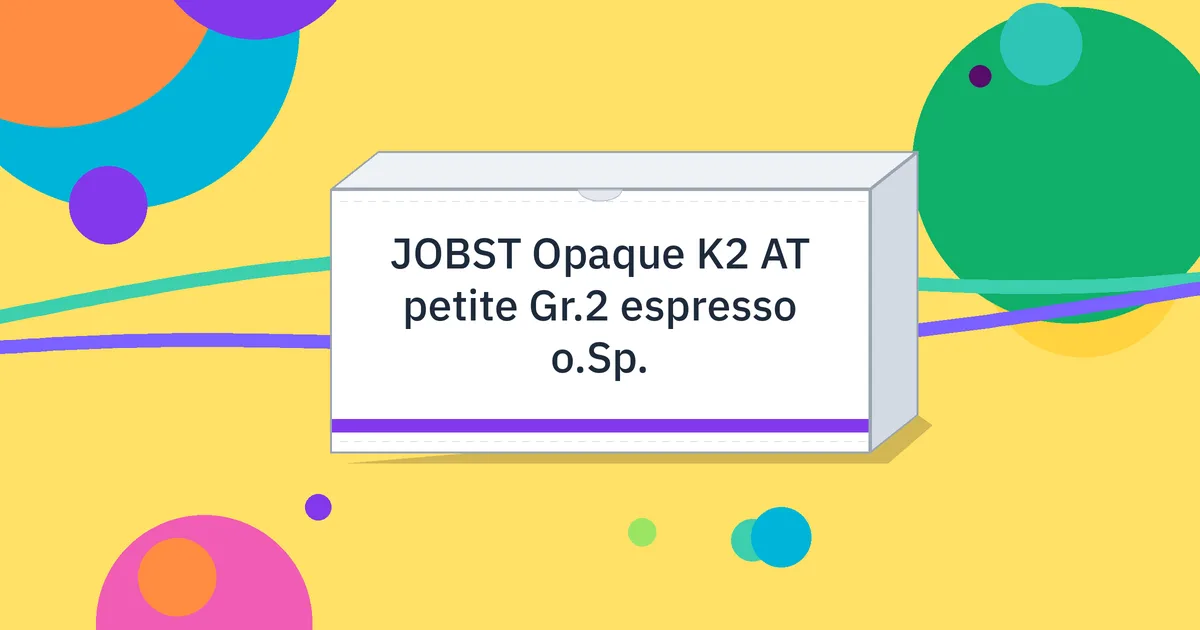 Symbolbild: Packung mit der Aufschrift JOBST Opaque K2 AT petite Gr.2 espresso o.Sp. (PZN 16291525) – Verfügbarkeit und Bezug in Apotheken in Frankfurt am Main