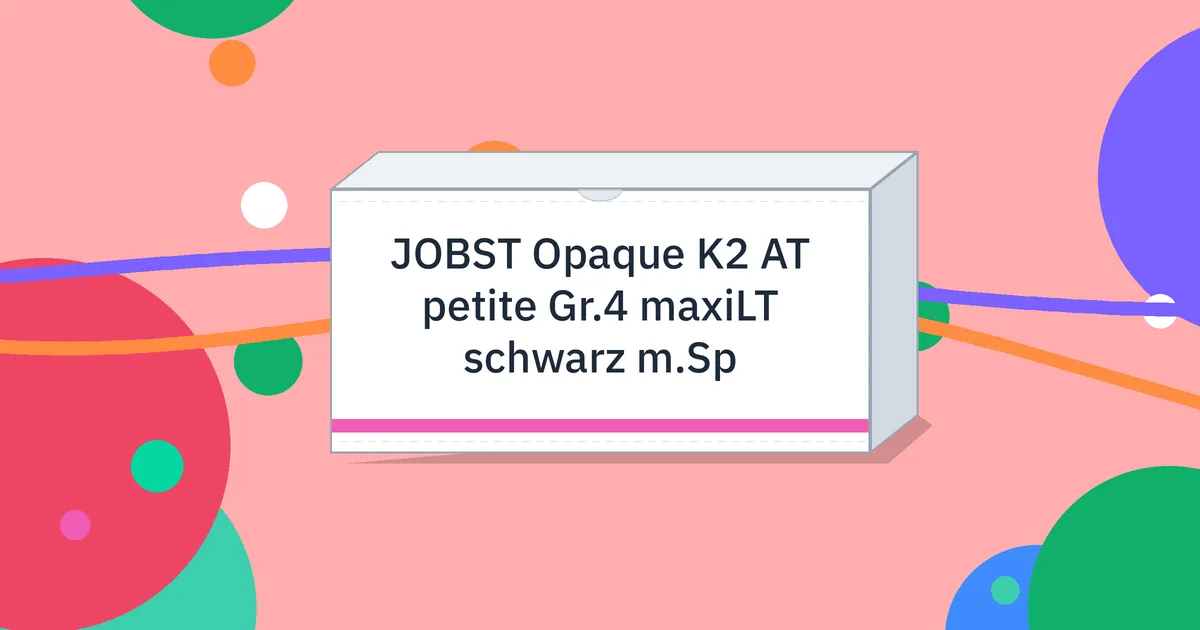 Symbolbild: Packung mit der Aufschrift JOBST Opaque K2 AT petite Gr.4 maxiLT schwarz m.Sp (PZN 13118944) – Verfügbarkeit und Bezug in Apotheken in Frankfurt am Main