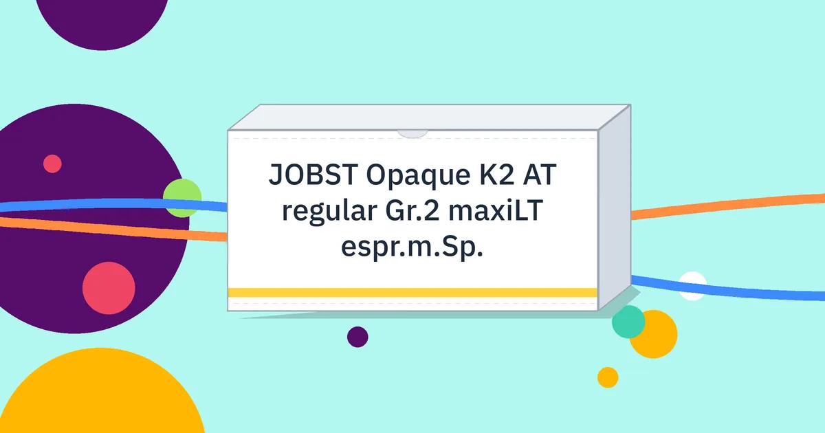 Symbolbild: Packung mit der Aufschrift JOBST Opaque K2 AT regular Gr.2 maxiLT espr.m.Sp. (PZN 16290135) – Verfügbarkeit und Bezug in Apotheken in Frankfurt am Main