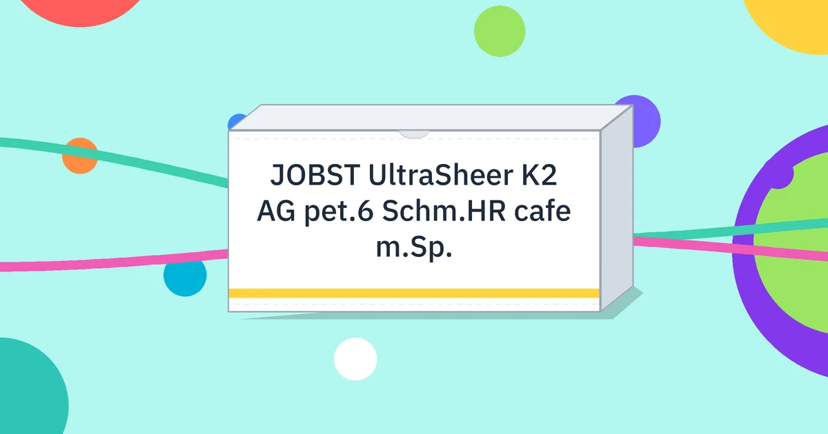 Symbolbild: Packung mit der Aufschrift JOBST UltraSheer K2 AG pet.6 Schm.HR cafe m.Sp. (PZN 13141848) – Verfügbarkeit und Bezug in Apotheken in Frankfurt am Main